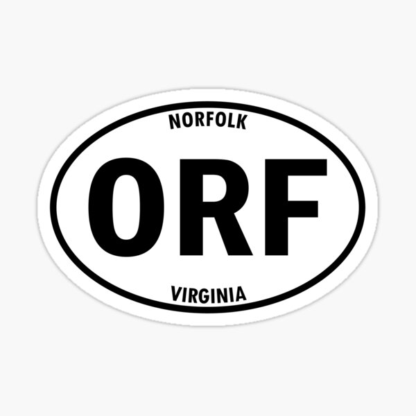 "ORF, Norfolk, Virginia Oval Travel Sticker" Sticker for Sale by ...