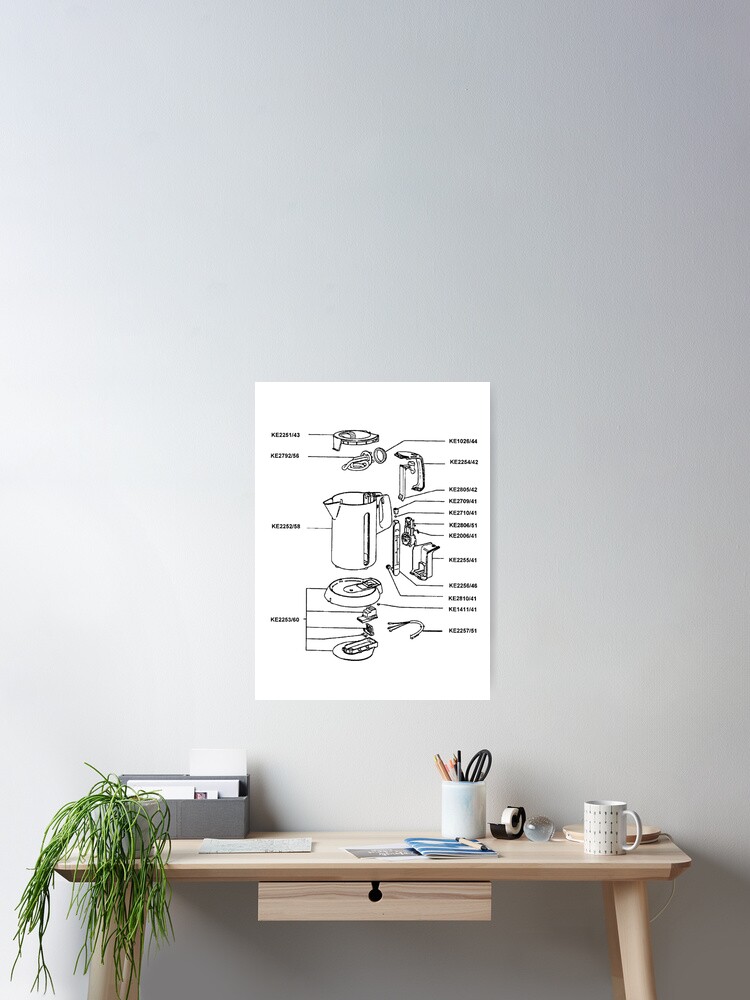 "Plastic electric kettle - exploded drawing." Poster for Sale by ...