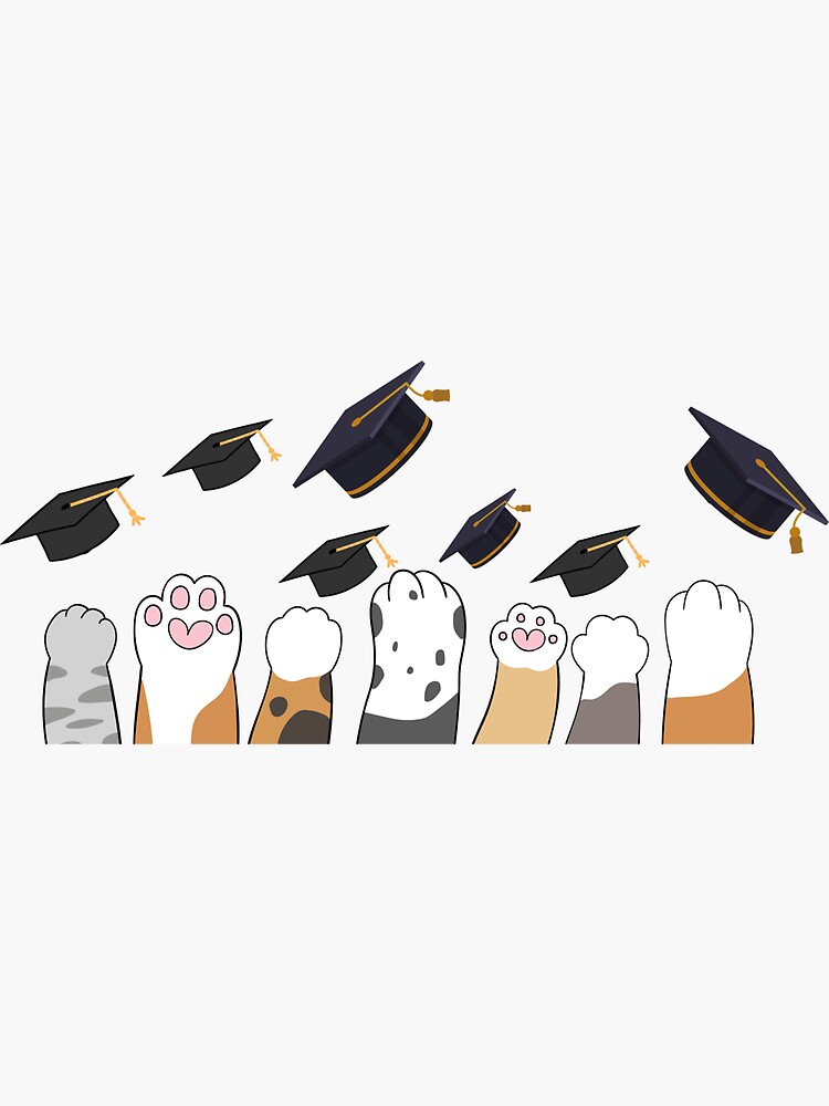 "Cute graduated cats" Sticker for Sale by Coffeehut92 | Redbubble