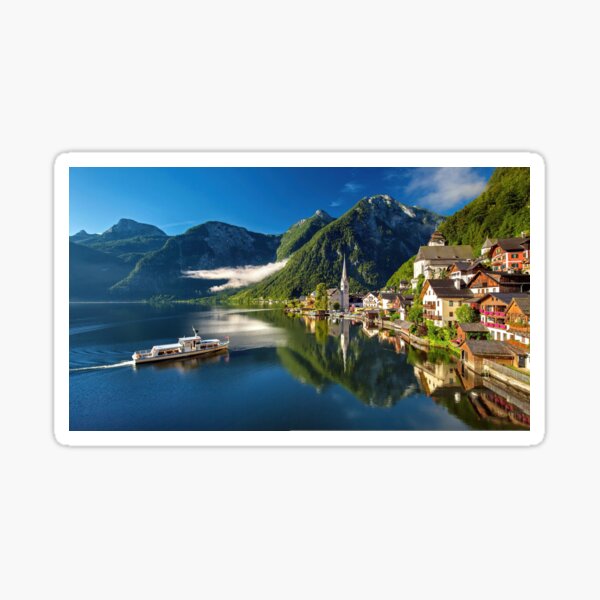 "Hallstatt Austria Mountain Lake" Sticker for Sale by MoonStarsBubble ...