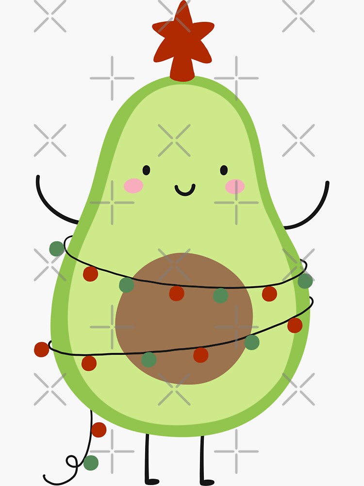 "avocado merry Christmas tree cute cartoon" Sticker for Sale by ...