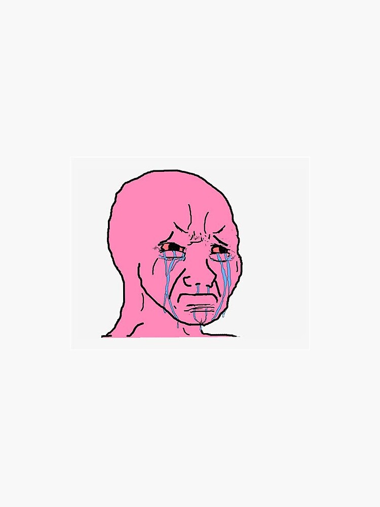 "Wojak Crying/Pink" Sticker for Sale by MrMyagii | Redbubble