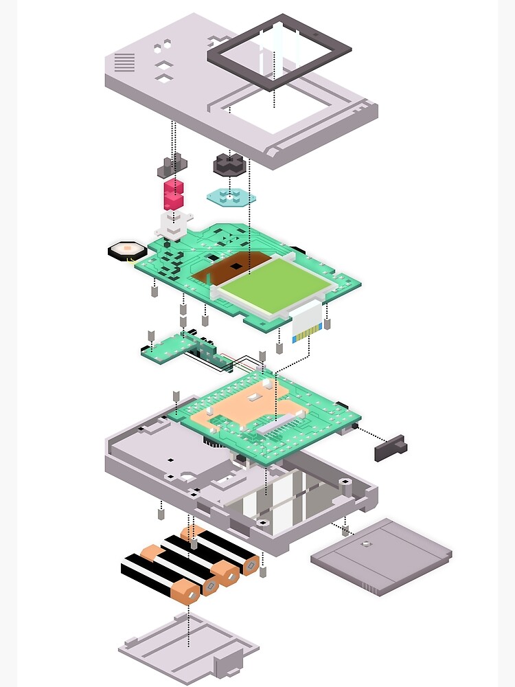 "Lowpoly Vector Gameboy DMG Isometric Explosion View " Poster for Sale ...