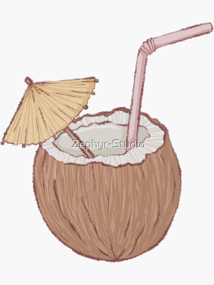 "Tropical Coconut Drink" Sticker for Sale by Zephyr-Studio | Redbubble