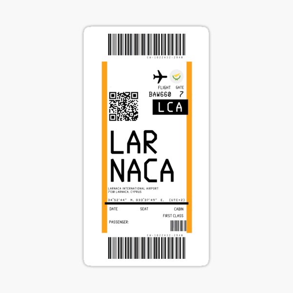 "Larnaca International Airport (LCA) Boarding Pass rickrolled" Sticker ...