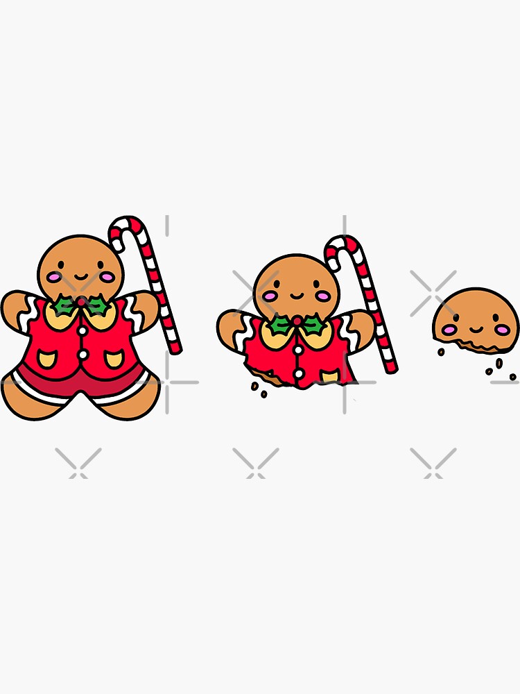 "Gingerbread man crumbs." Sticker for Sale by SonDesigns | Redbubble