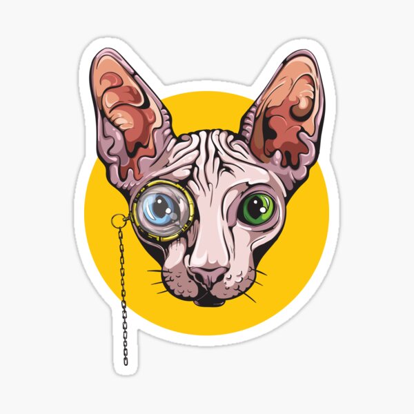"Sphinx Cat with Monocle" Sticker for Sale by GingeroMint | Redbubble