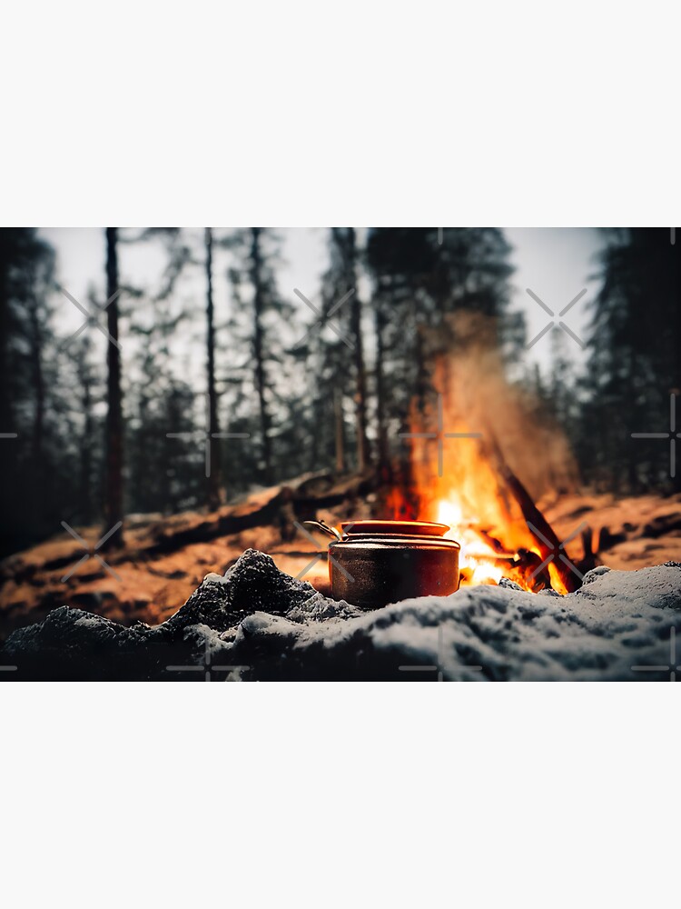 "Campfire cooking in the wilderness" Sticker for Sale by ArtlantisSyn ...