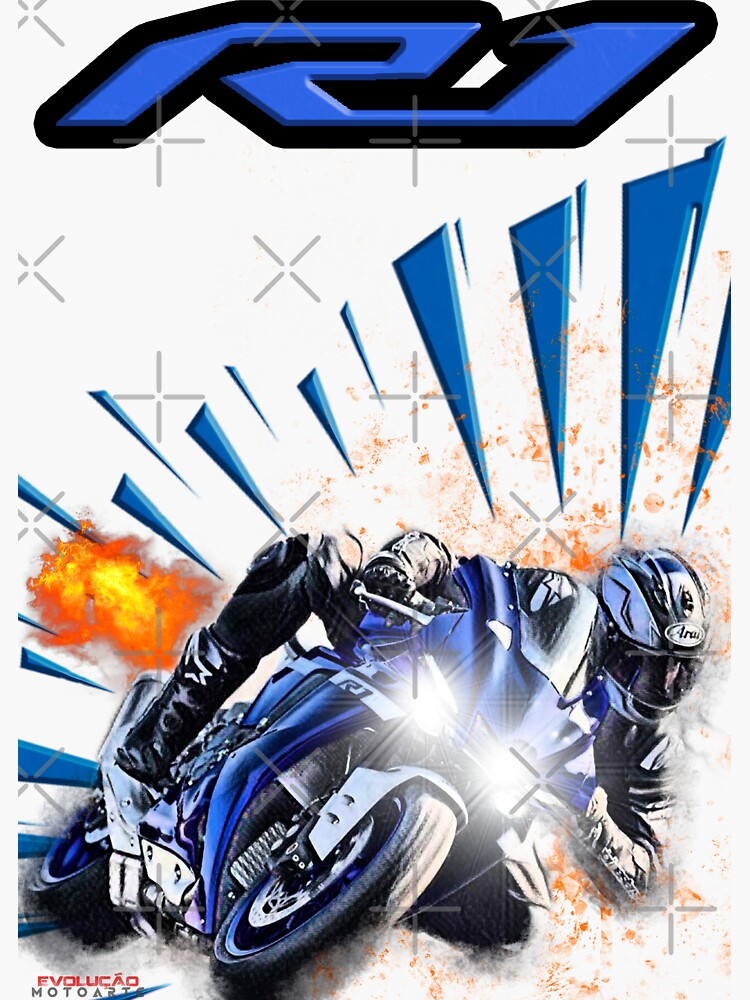 "Yamaha YZF R1M racing" Sticker for Sale by Evomotoarte | Redbubble