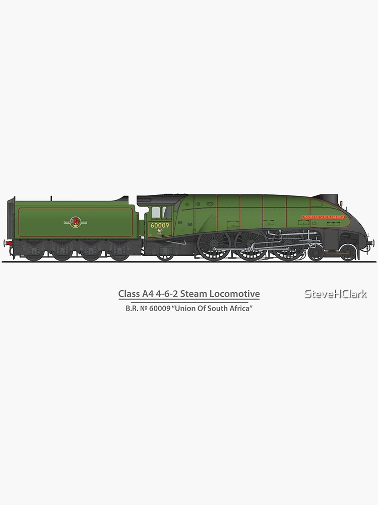 "Union of South Africa British Preserved A4 Locomotive 60009" Sticker ...