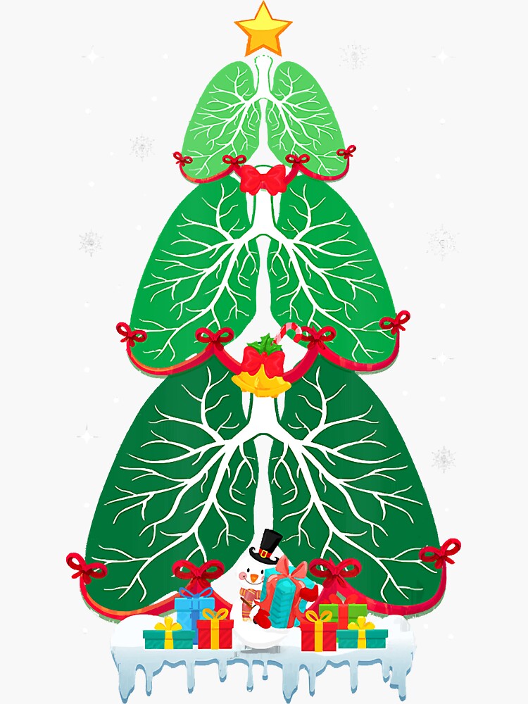 "Lung Christmas Tree Respiratory Therapy Xmas Therapist" Sticker for ...