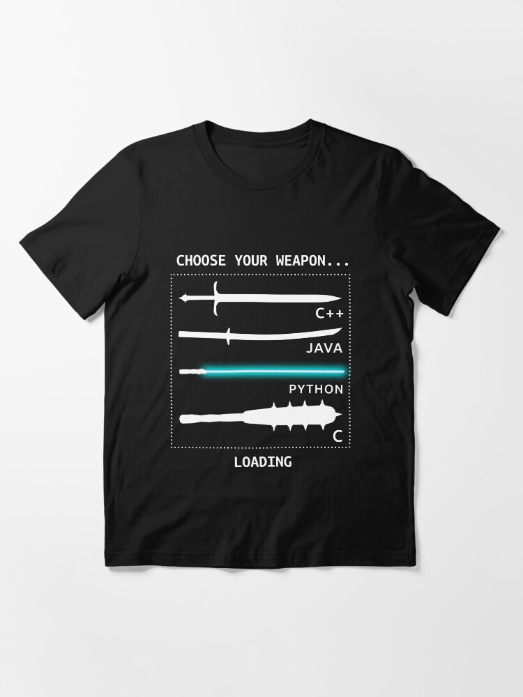 "Funny Computer Science Shirt-Java C++ Python C Programmer Weapons for Women Men" Essential T ...