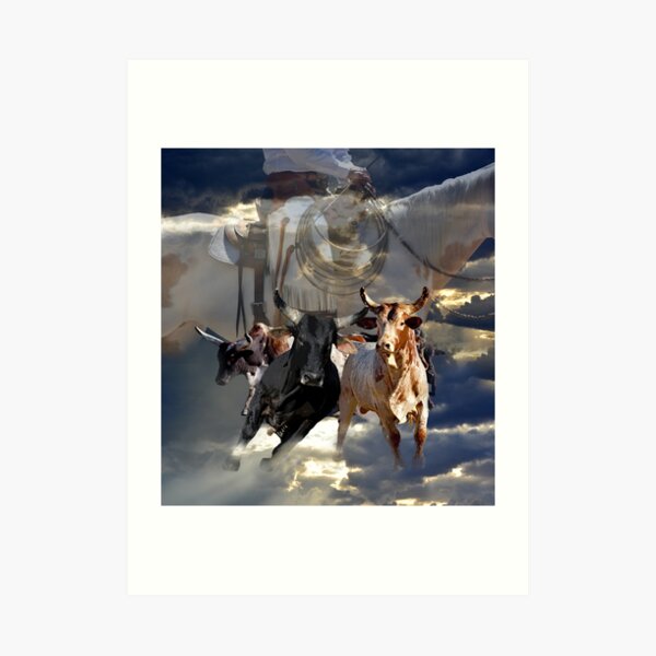 "TEAM ROPING. WESTERN RIDING. COW HORSE, RANCH HORSE." Art Print for ...