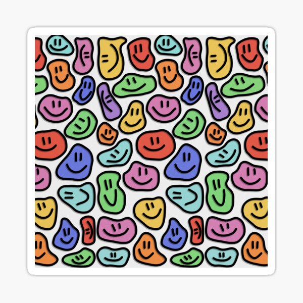 "Colorful Distorted Smiley Faces" Sticker for Sale by Ayoub14 | Redbubble