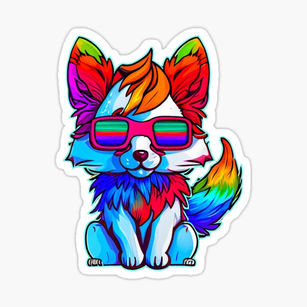 "Rainbow happy fox logo design." Sticker for Sale by Zavdesign | Redbubble