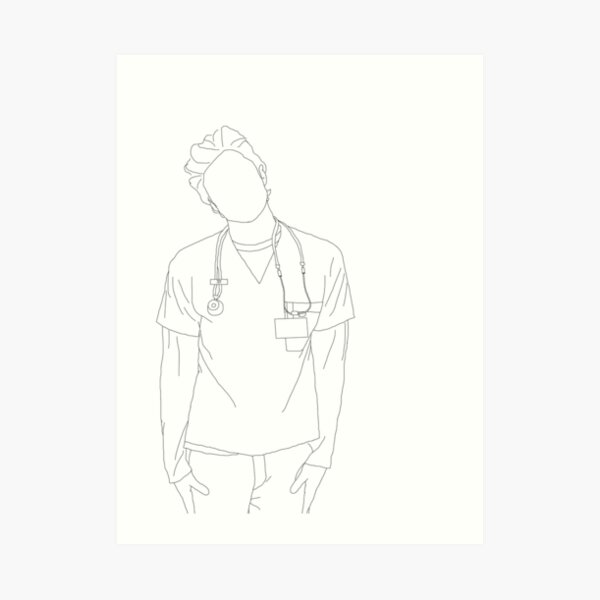 "JD Scrubs Zach Braff digital line drawing " Art Print for Sale by ...