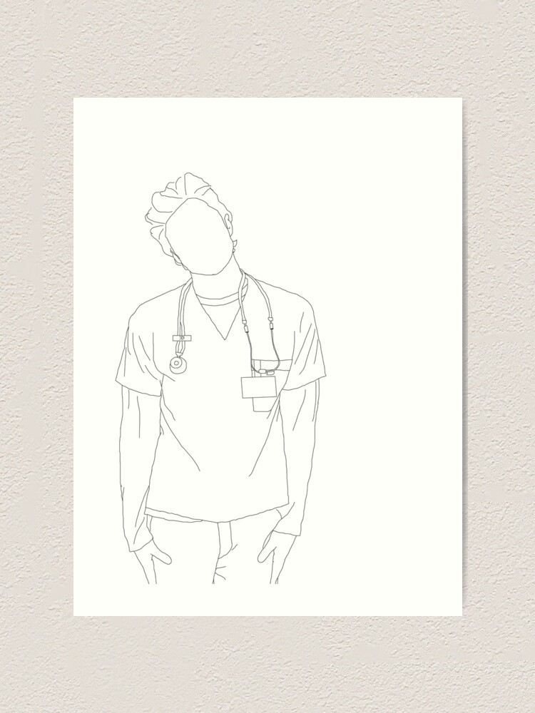 "JD Scrubs Zach Braff digital line drawing " Art Print for Sale by ...