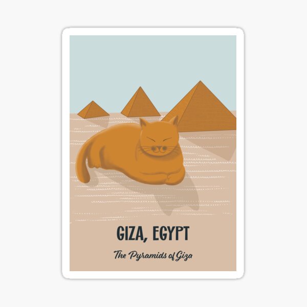 "Big Cats, Small World - The Pyramids of Giza, Egypt" Sticker for Sale ...