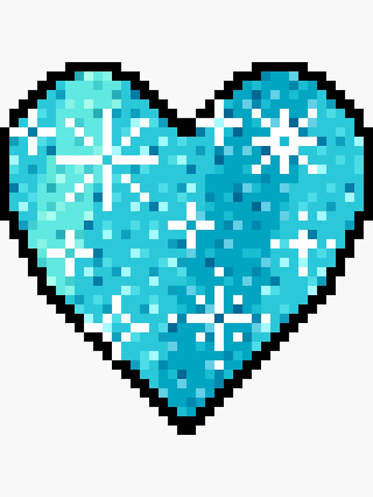 "8-Bit Pixel Blue Glitter Heart" Sticker for Sale by Pixelology | Redbubble