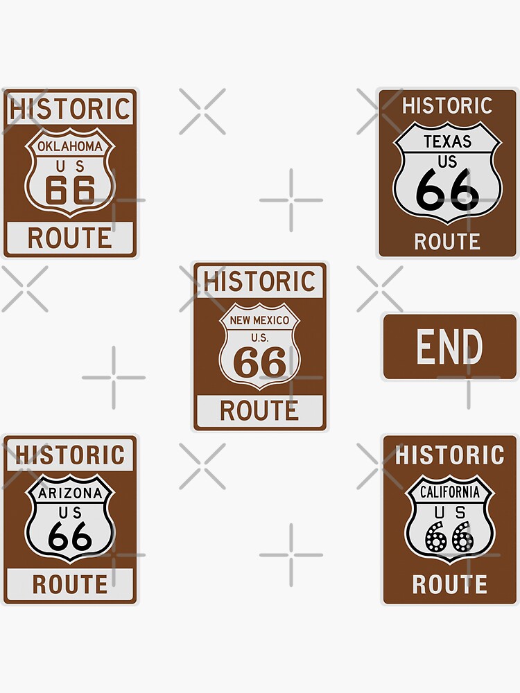 "Route 66 Markers Pack 2" Sticker for Sale by Enzwell | Redbubble