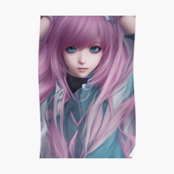 Pastel Pink Anime Girl Poster For Sale By Neuroillogic Redbubble