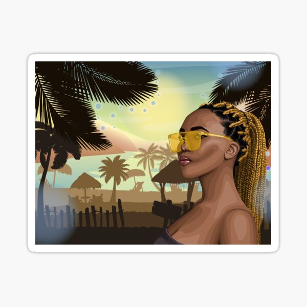 "Girl on the beach" Sticker for Sale by Art-Ilustration | Redbubble