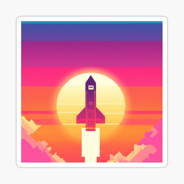 "Synthwave rocket launch" Sticker for Sale by SJG-digital | Redbubble