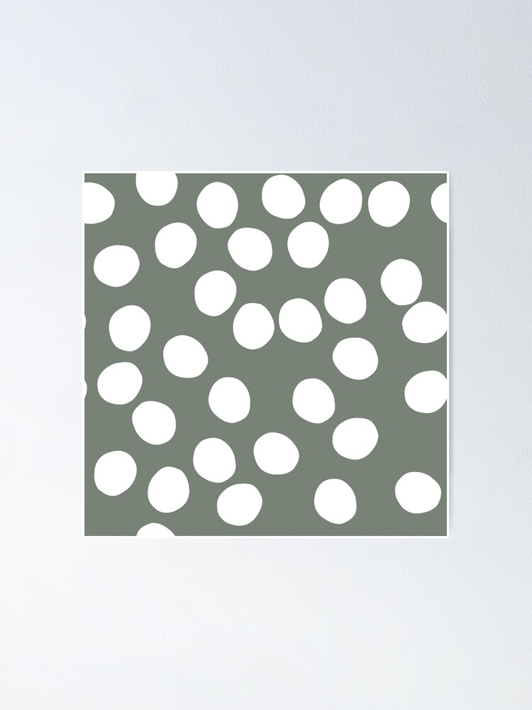 "Classic Dark Sage Green and White Polka Dot Medium Print" Poster for ...