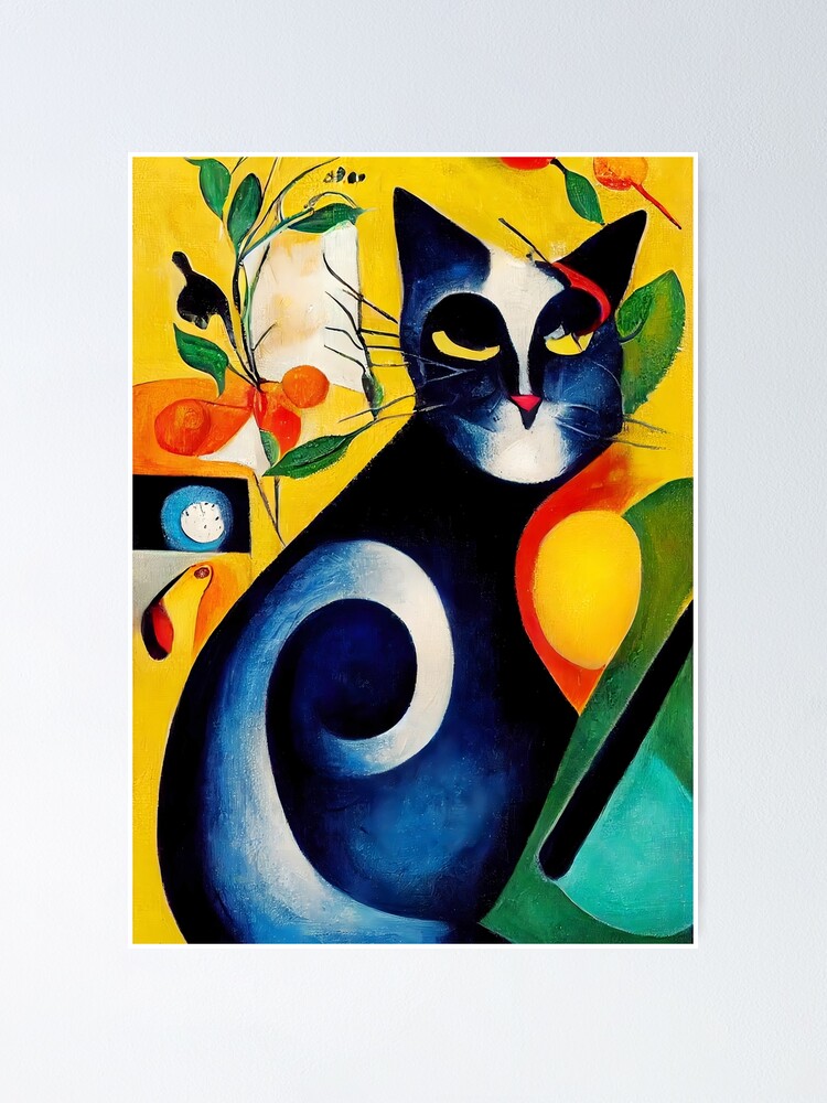 "Portrait of a cat. Expressionism, cubism with geometric shapes ...