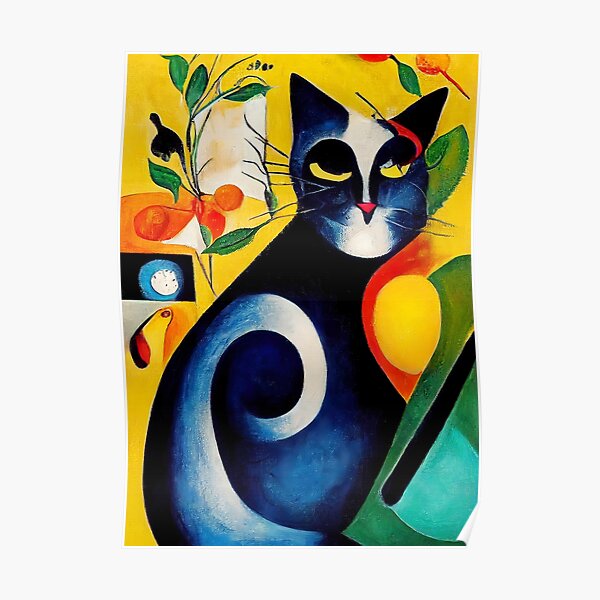 "Portrait of a cat. Expressionism, cubism with geometric shapes ...