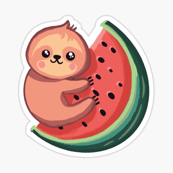 "Baby Sloth with a watermelon " Sticker for Sale by dreamingoutwest ...