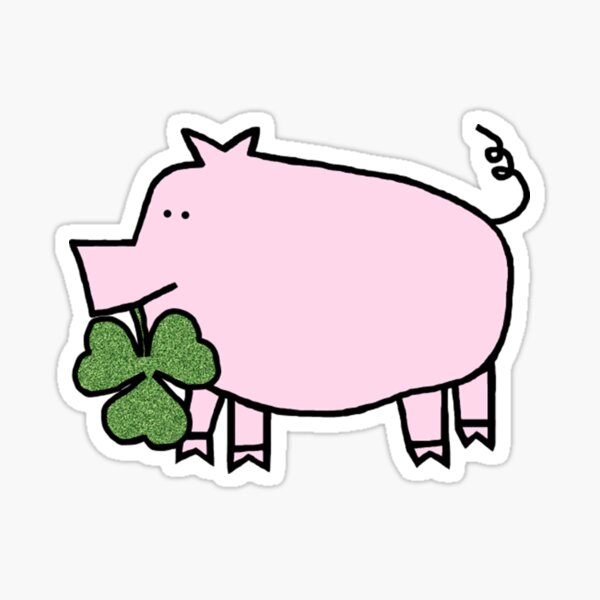"Pig Holding Shamrock for" Sticker for Sale by Cleoentwistle | Redbubble