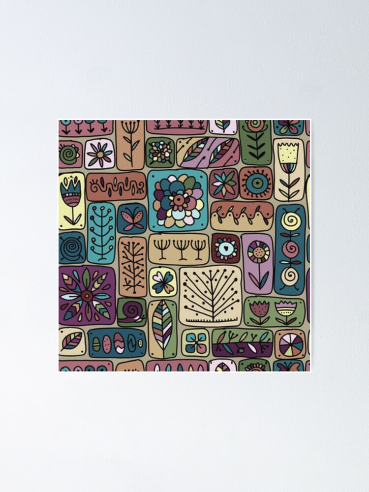 "Patchwork Cartoon Illustration" Poster for Sale by LadyBirdsLK | Redbubble
