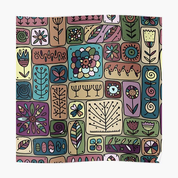 "Patchwork Cartoon Illustration" Poster for Sale by LadyBirdsLK | Redbubble