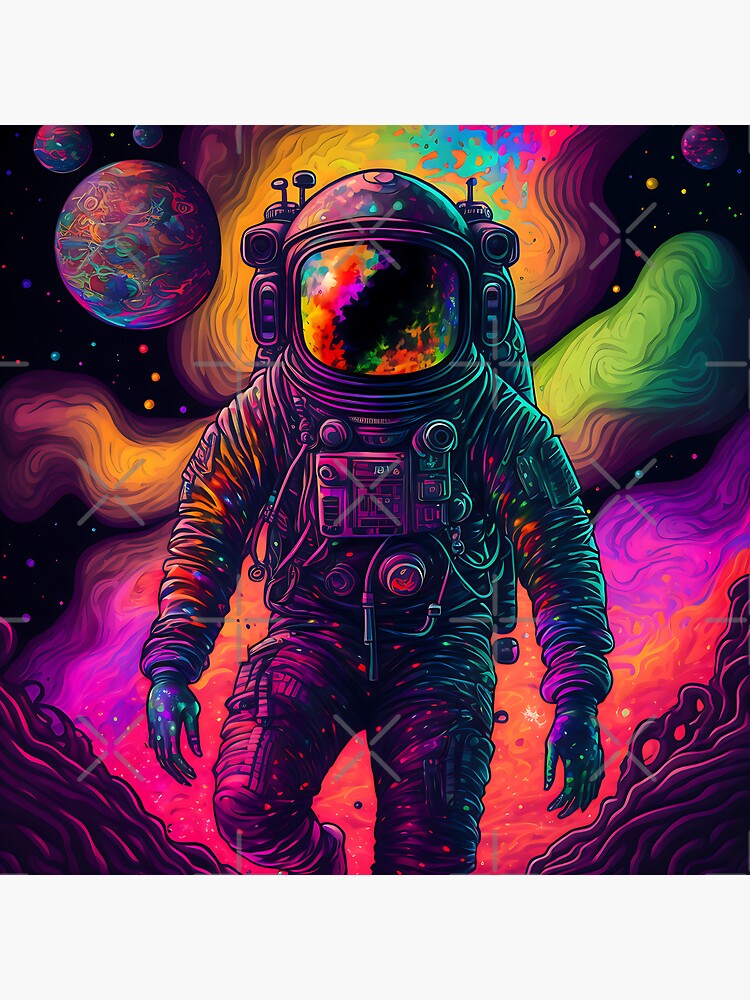 "Psychedelic Astronaut" Sticker for Sale by MrNeuron | Redbubble