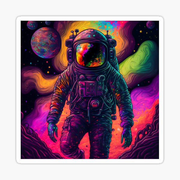 "Psychedelic Astronaut" Sticker for Sale by MrNeuron | Redbubble