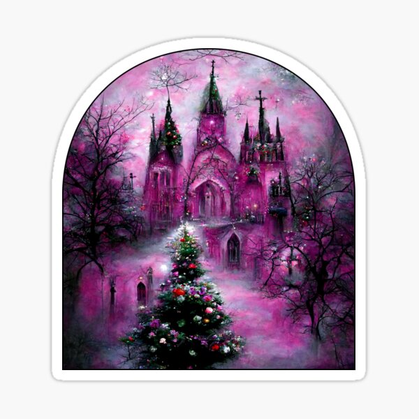 "Pastel Goth Pink Christmas" Sticker for Sale by WILDEVIOLET | Redbubble