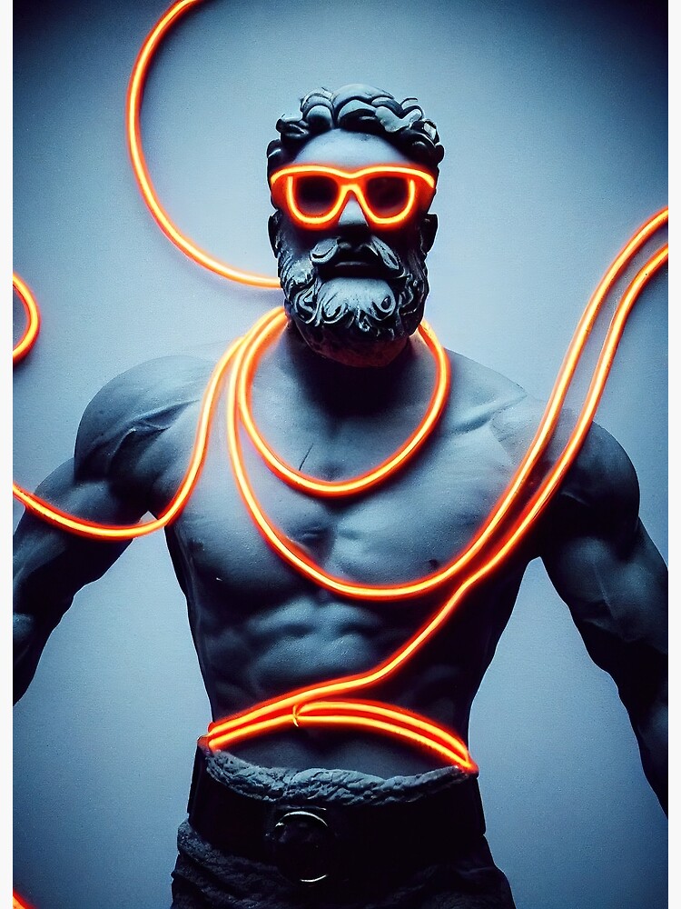 "sculpture of a Greek god with neon glasses picture artificial ...