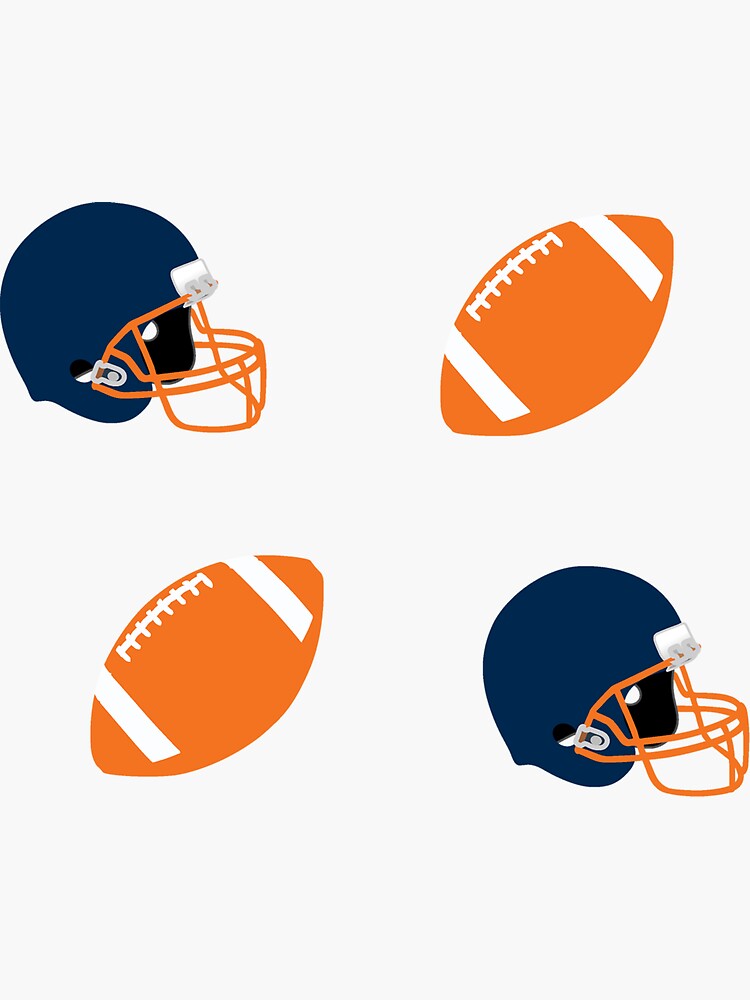 "Football Pattern - Blue and Orange Footballs and Helmets" Sticker for ...