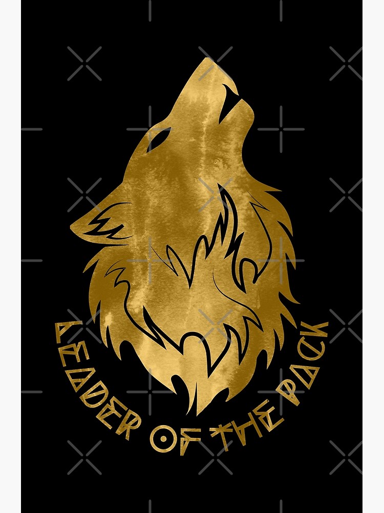 "Leader of the Pack - Watercolor Gold Foil Howling Alpha Wolf Head ...