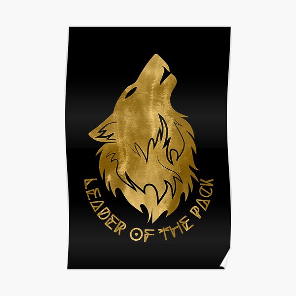 "Leader of the Pack - Watercolor Gold Foil Howling Alpha Wolf Head ...