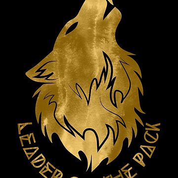 "Leader of the Pack - Watercolor Gold Foil Howling Alpha Wolf Head ...