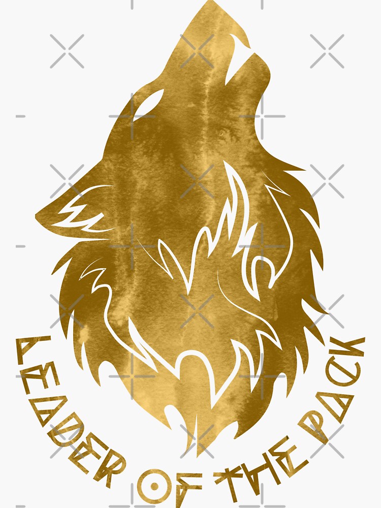 "Leader of the Pack - Watercolor Gold Foil Howling Alpha Wolf Head ...