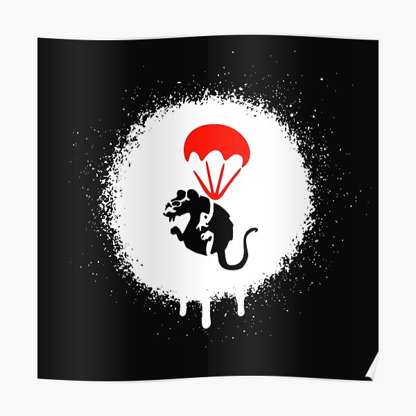 "Parachute Rat Banksy Stencil Art" Poster for Sale by WE-ARE-BANKSY ...