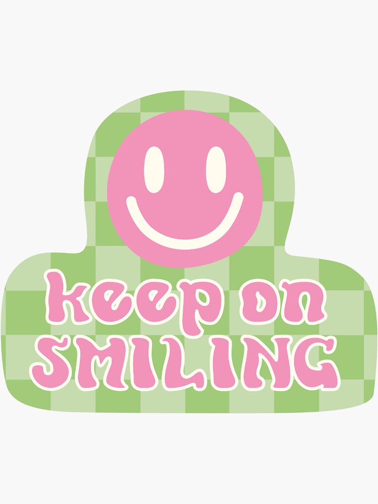 "Keep on smiling retro checkered sticker" Sticker for Sale by ...