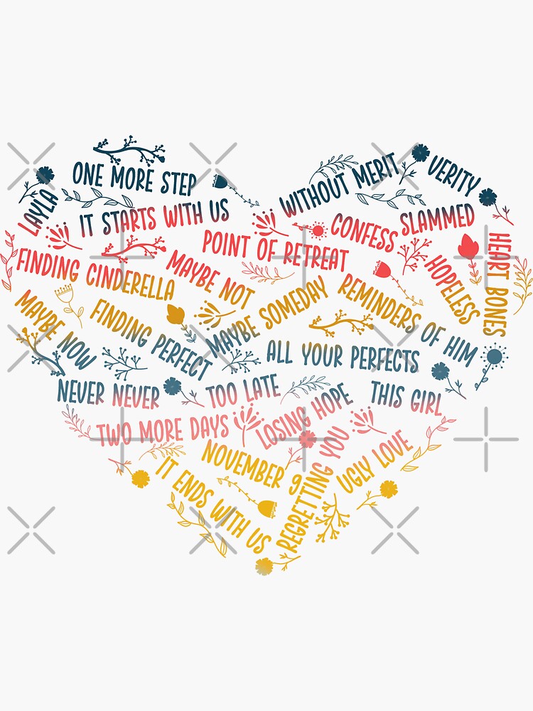 "Colleen Hoover CoHo Heart Book List T-shirt" Sticker for Sale by ...