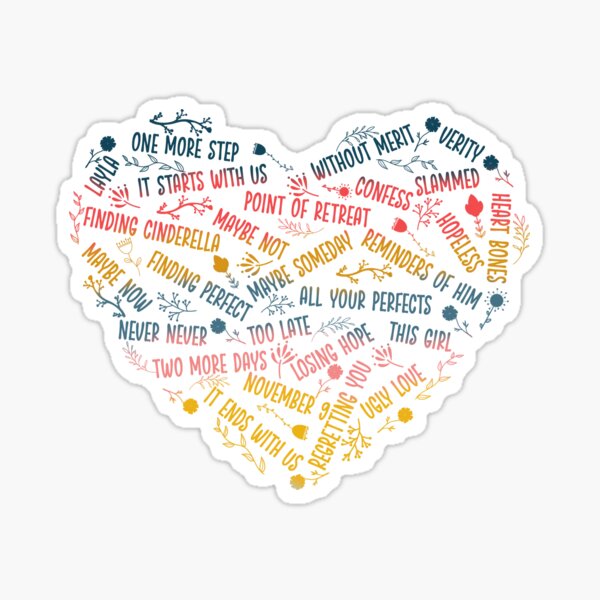 "Colleen Hoover CoHo Heart Book List T-shirt" Sticker for Sale by ...