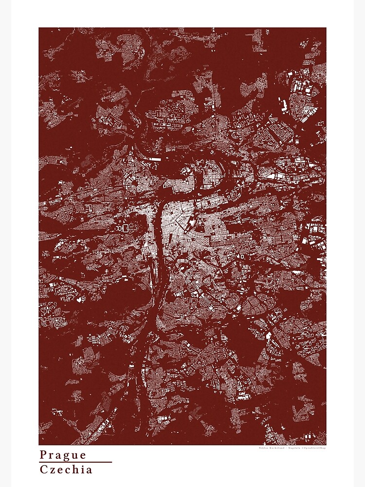 Prague - city plan / map / figure ground plan - colored red inverted ...