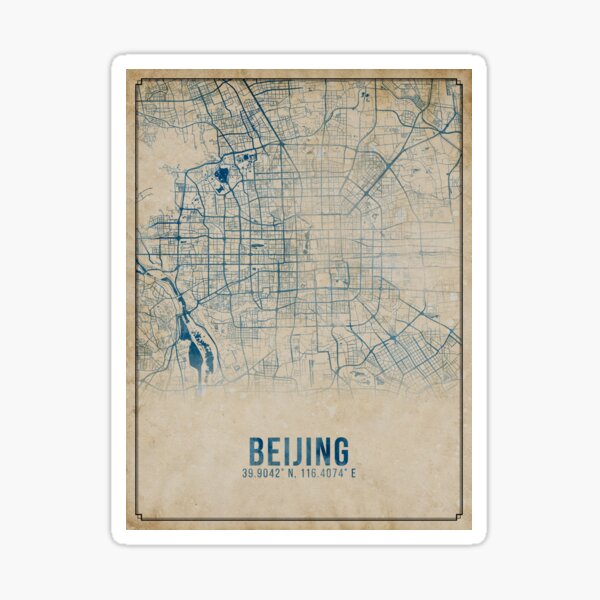 "Beijing Antique Watercolor City Map Poster" Sticker for Sale by ...