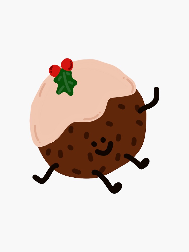 "Cute Animated Christmas Pudding" Sticker for Sale by loopydoodles ...